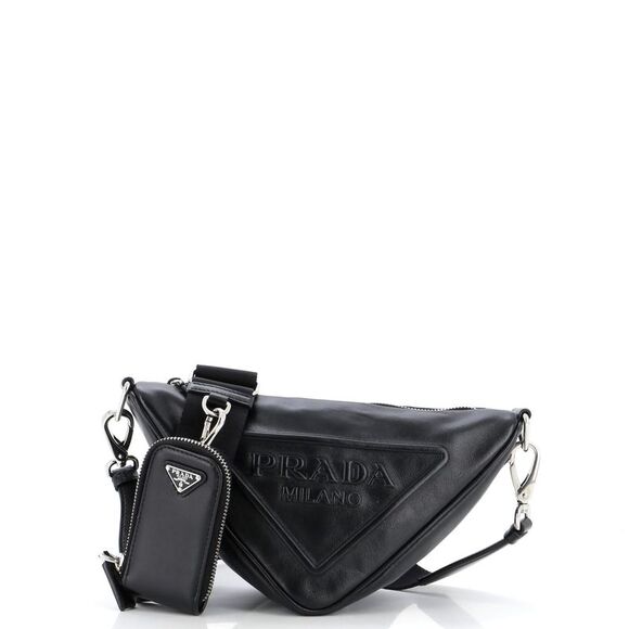 Prada | Bags | Prada Triangle Logo Zip Crossbody Bag Leather Small ...
